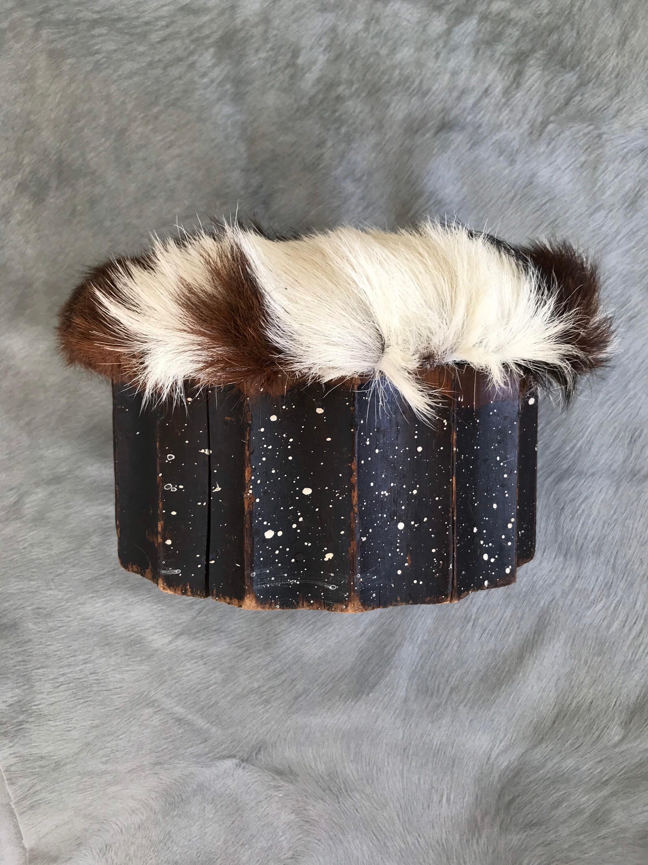 Antique Architectural Stool Capital Cowhide Goat Hide Hair Hide ...