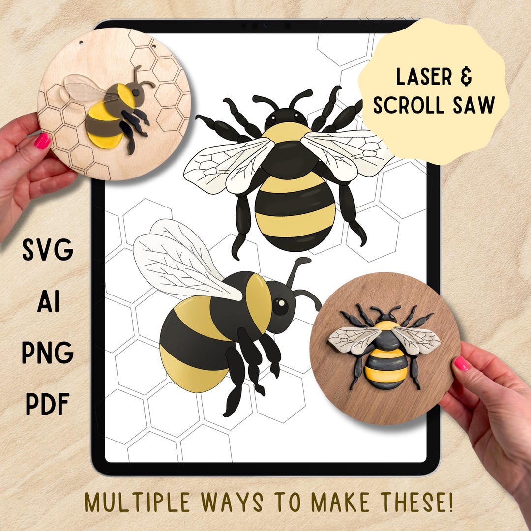 Bumblebee Bundle, Honey Bees Digital Cut Files for Laser and Scroll Saw ...