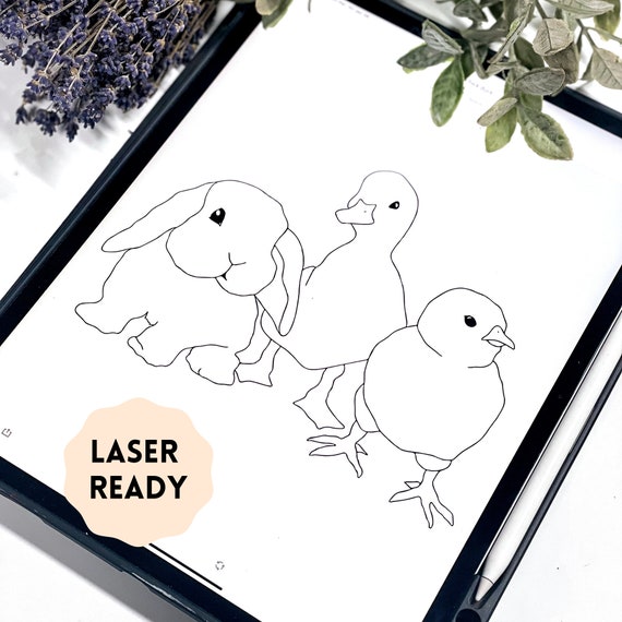 Bunny Chick & Duck Scroll Saw Template Laser Ready Cut File | Etsy