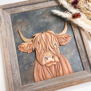 Highland Cow Laser Cut Template: Scroll Saw Pattern SVG (digital Cut ...