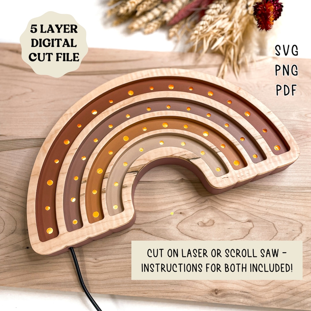 Rainbow Light Cut File | Layered Digital Cut Pattern for Lightup ...