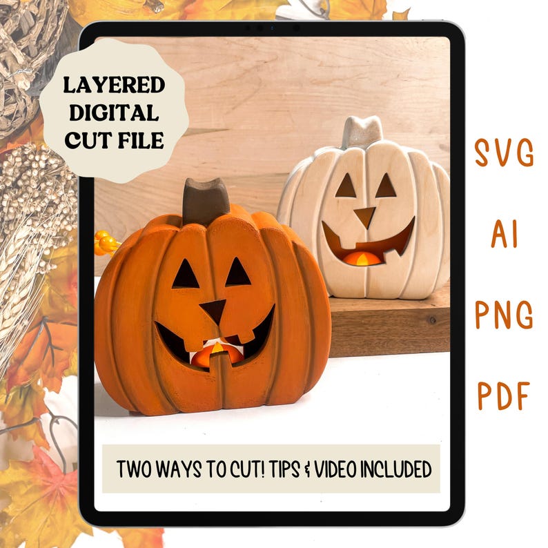 Jack-o'-lantern Tealight Holder Cut File | Halloween Light up Pumpkin ...