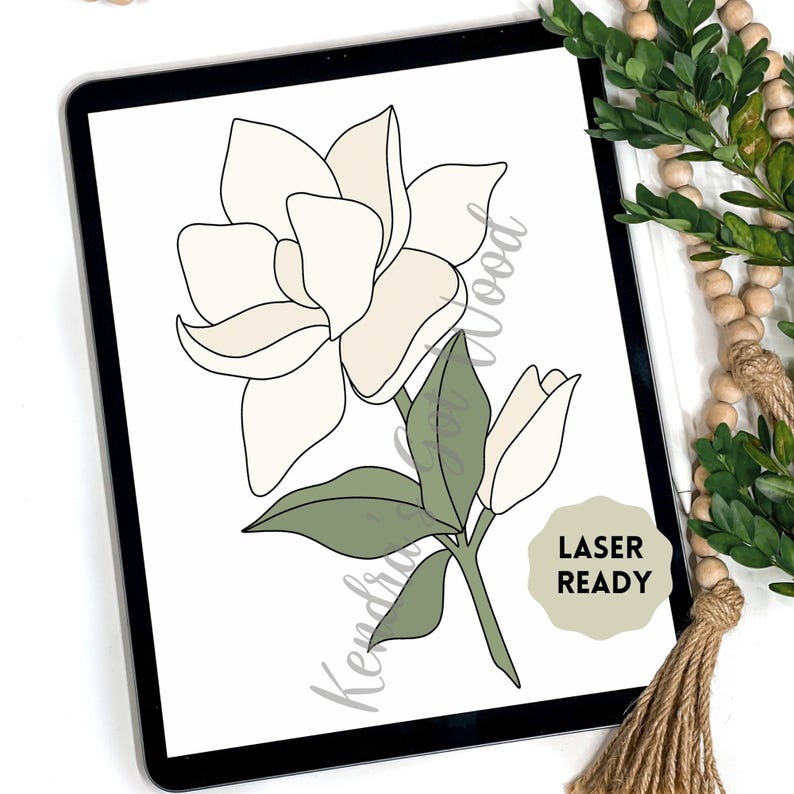 Magnolia Flower, Floral Laser and Scroll Saw Digital Cut File Design - Etsy