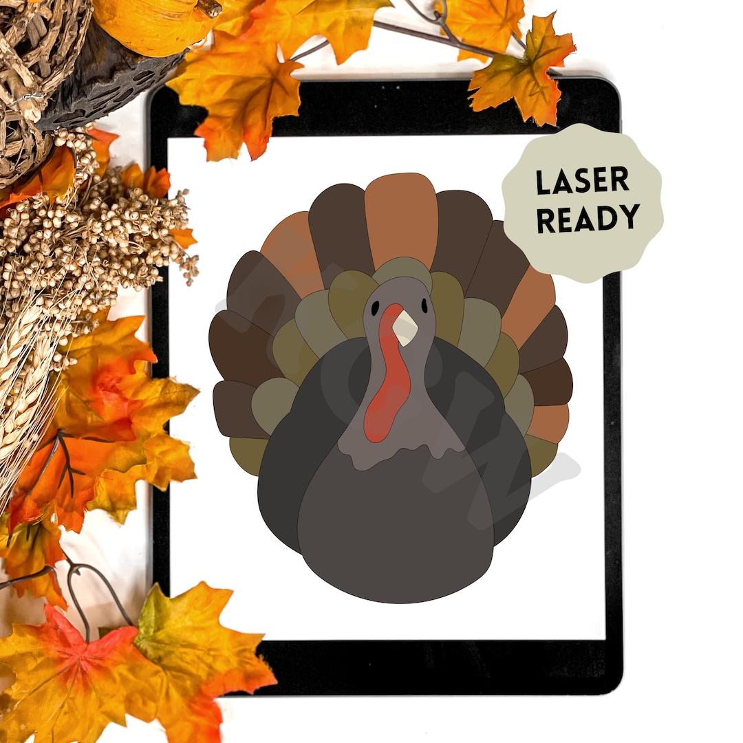Turkey Scroll Saw Pattern | Laser Ready Cut File | Thanksgiving Fall Turkey Template for Laser ...