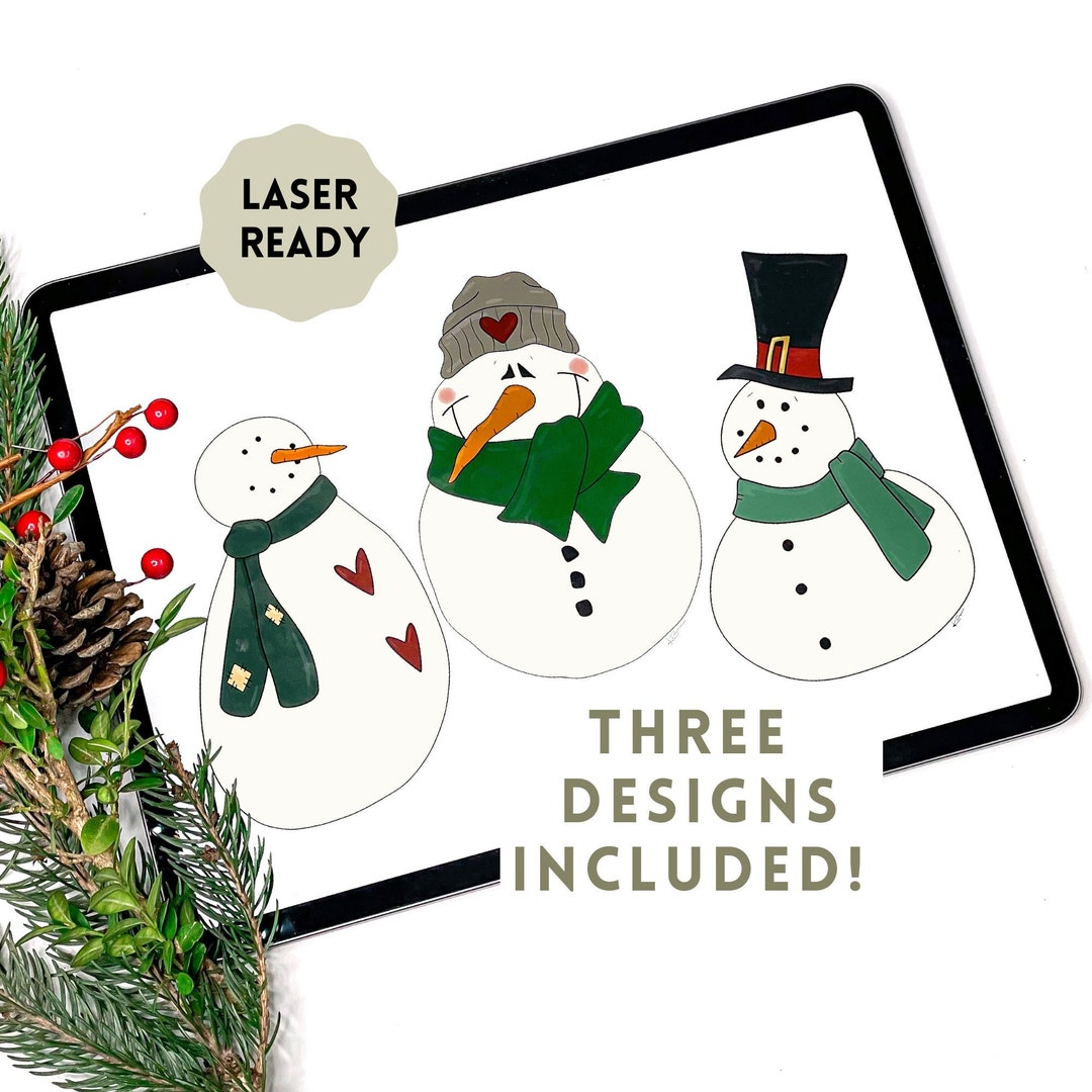Snowman File Bundle | Three Snowman Cut Files for Scroll Saw Laser and ...