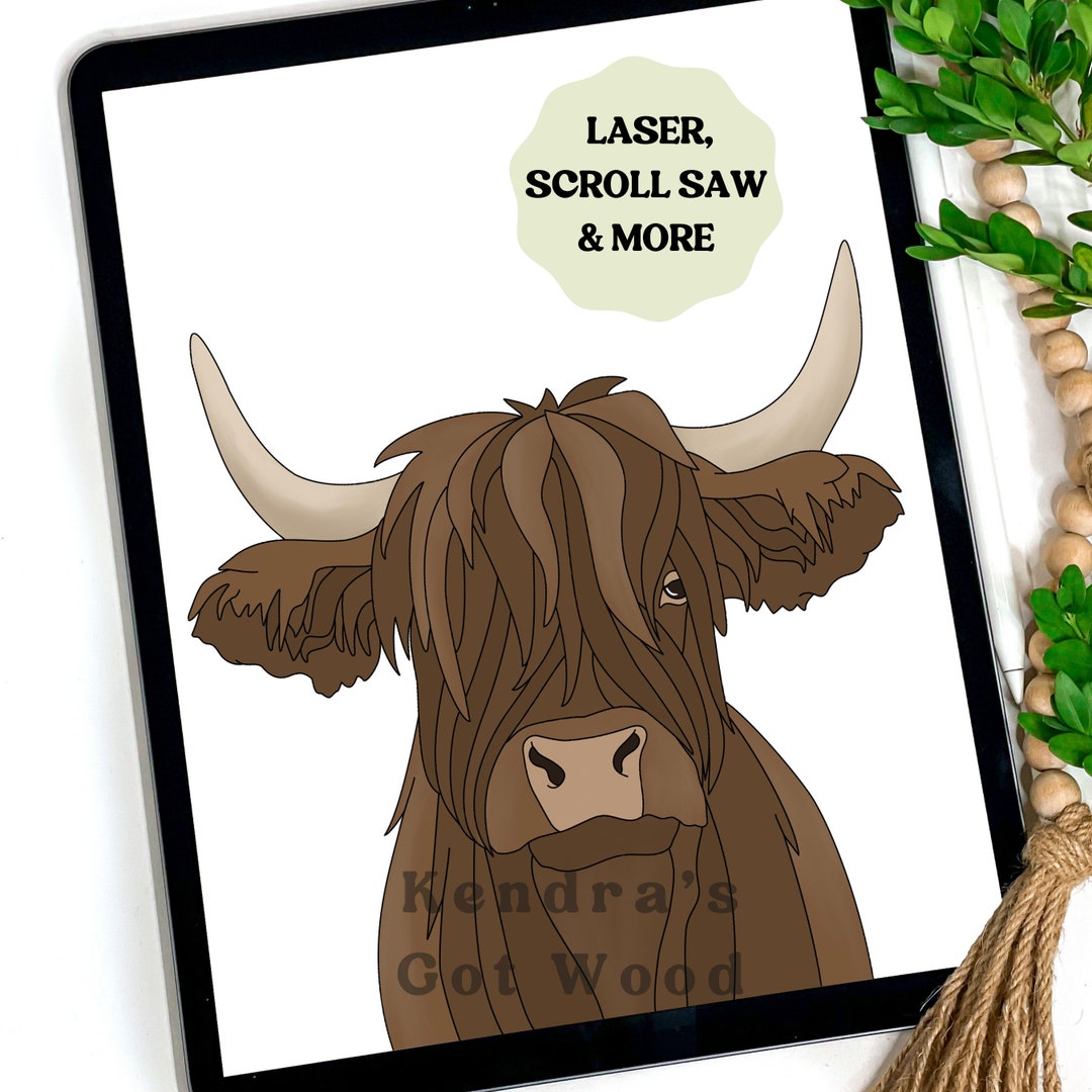 Highland Cow Laser Cut Template: Scroll Saw Pattern SVG (digital Cut ...