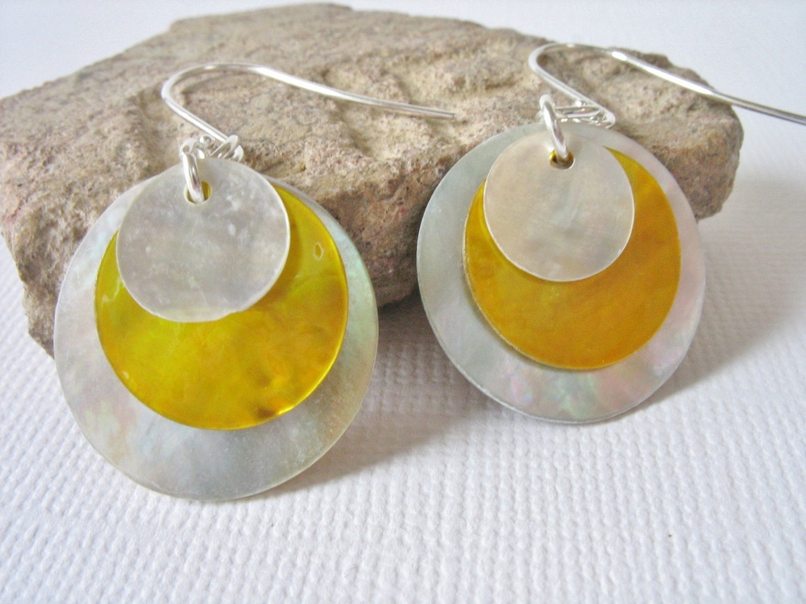 Mussel Shell Earrings Natural & Yellow Shell Disc Earrings | Etsy