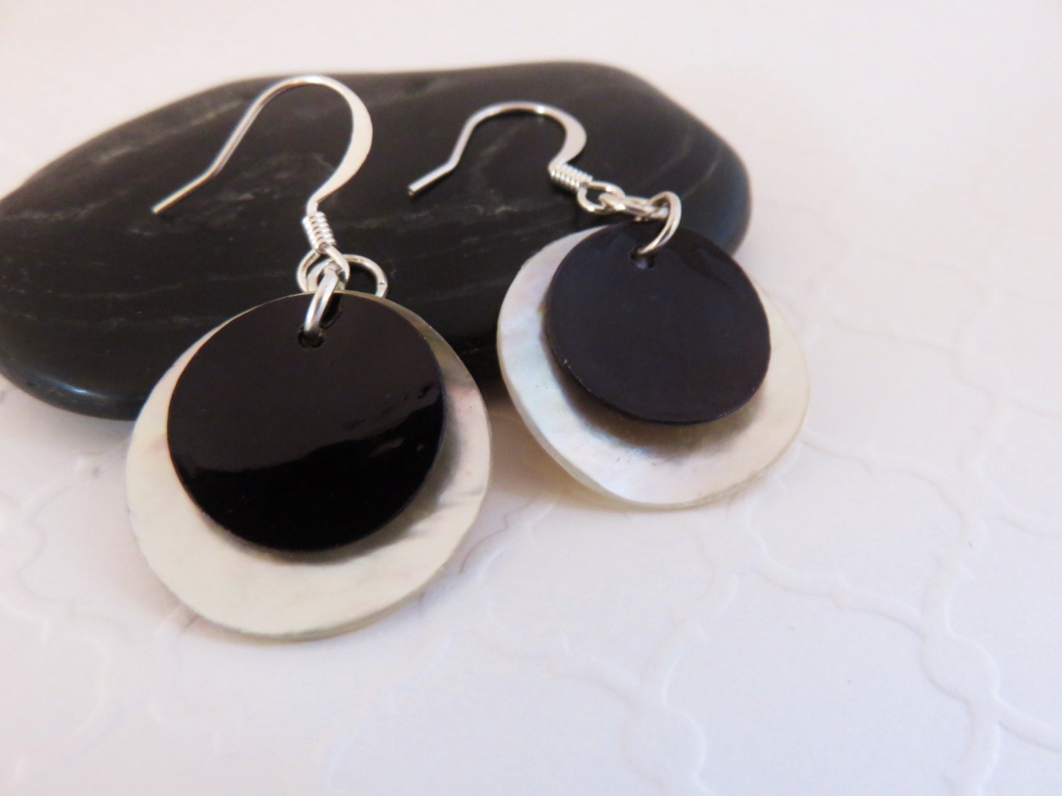 Mussel Shell Earrings In Natural & Black You Choose Earwires | Etsy