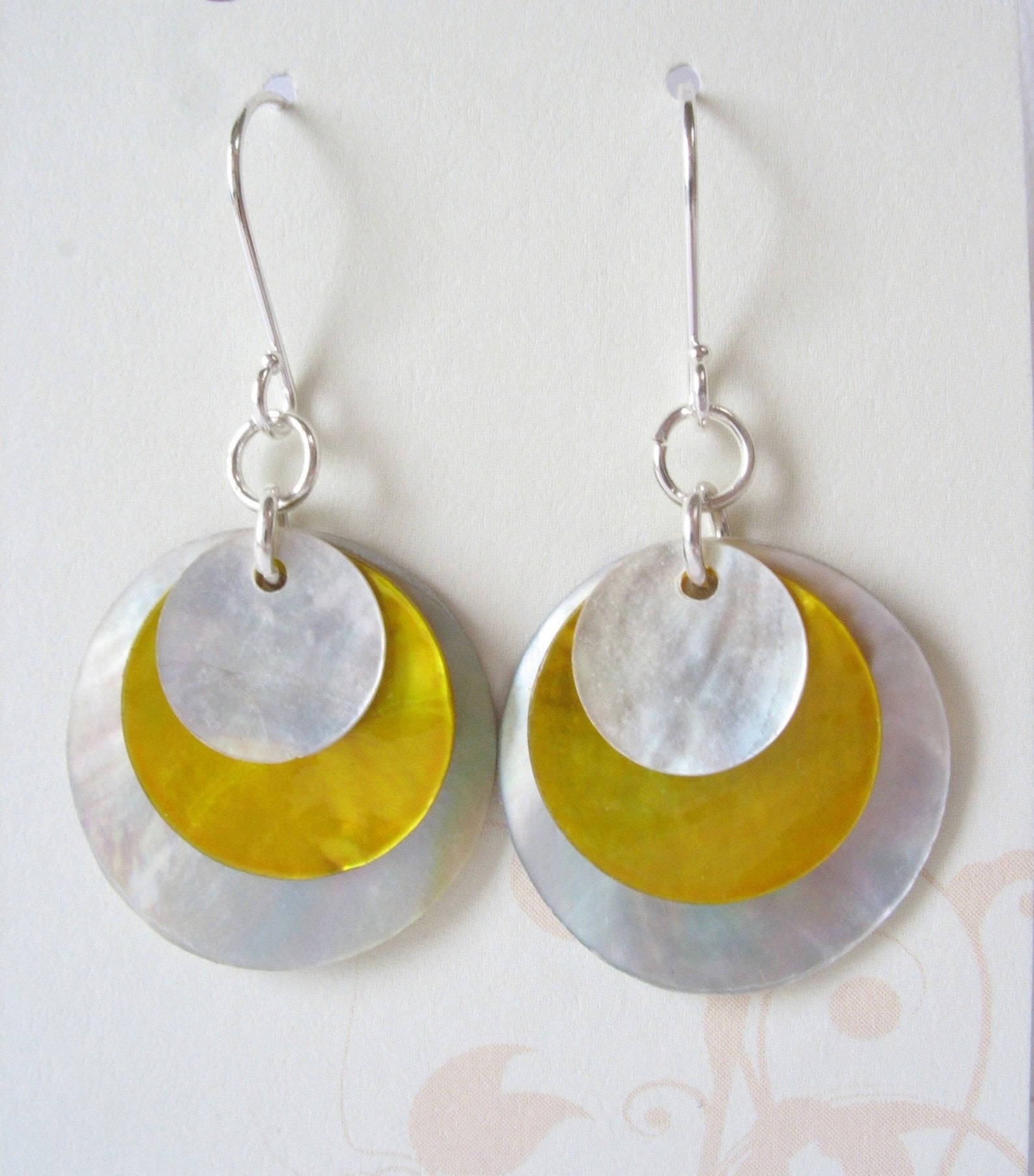 Mussel Shell Earrings Natural & Yellow Shell Disc Earrings | Etsy