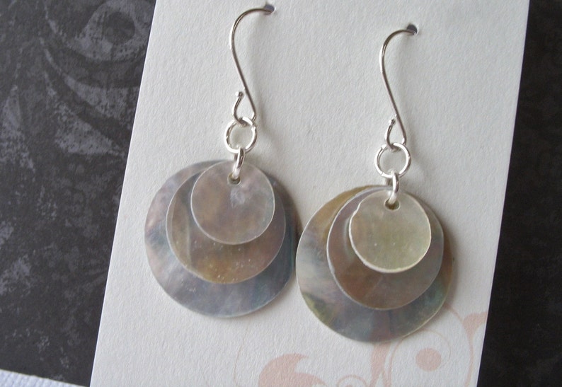 Triple Mussel Shell Earrings in Natural - You Choose Ear Wires ...