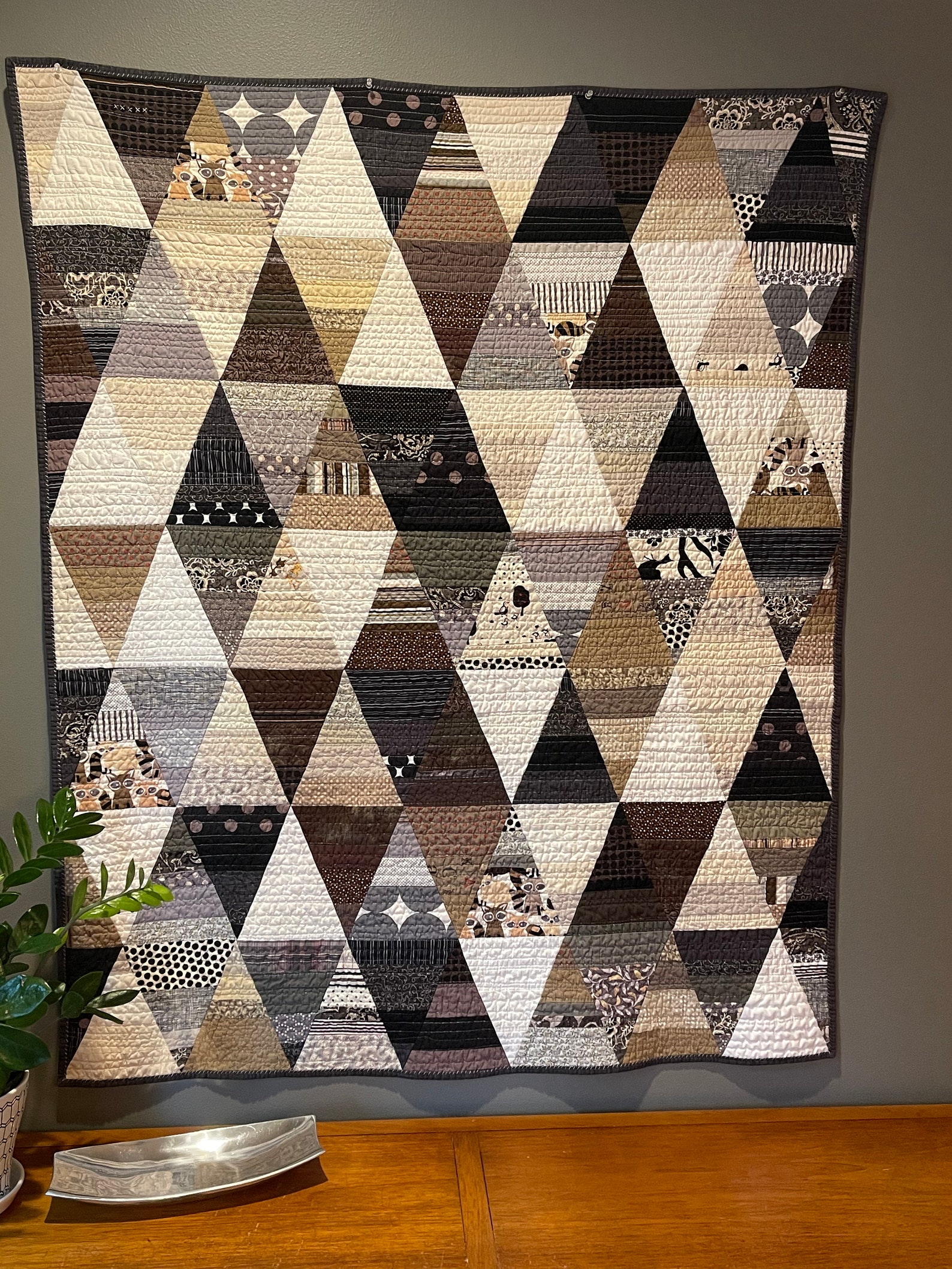 In Stock Neutral Tones Triangle Quilt Animal Quilt White | Etsy