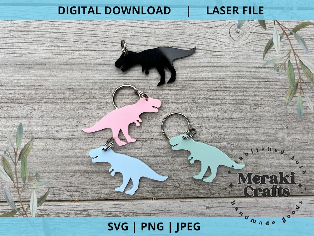 T-rex Dinosaur Keychain Glowforge Laser SVG File - Etsy