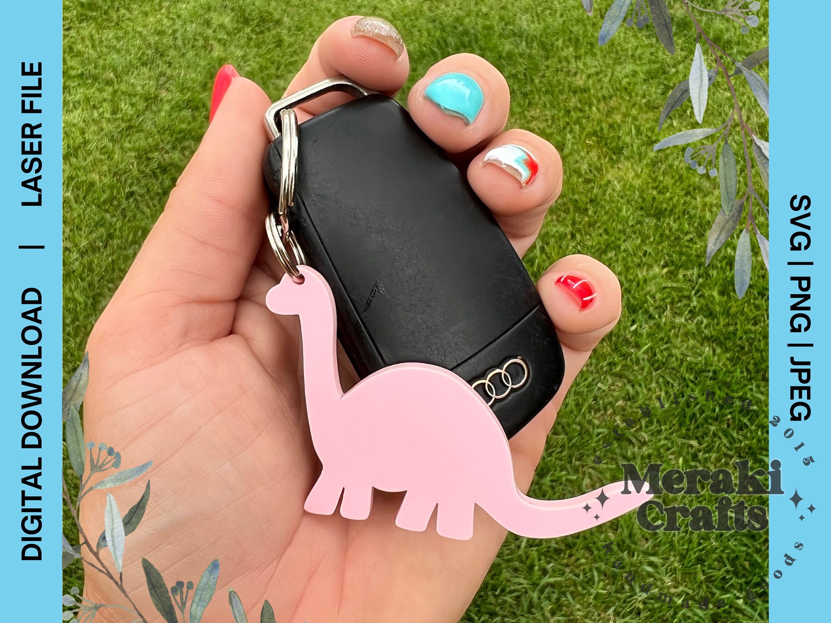Long Neck Dinosaur Keychain Glowforge Laser SVG Digital File - Etsy