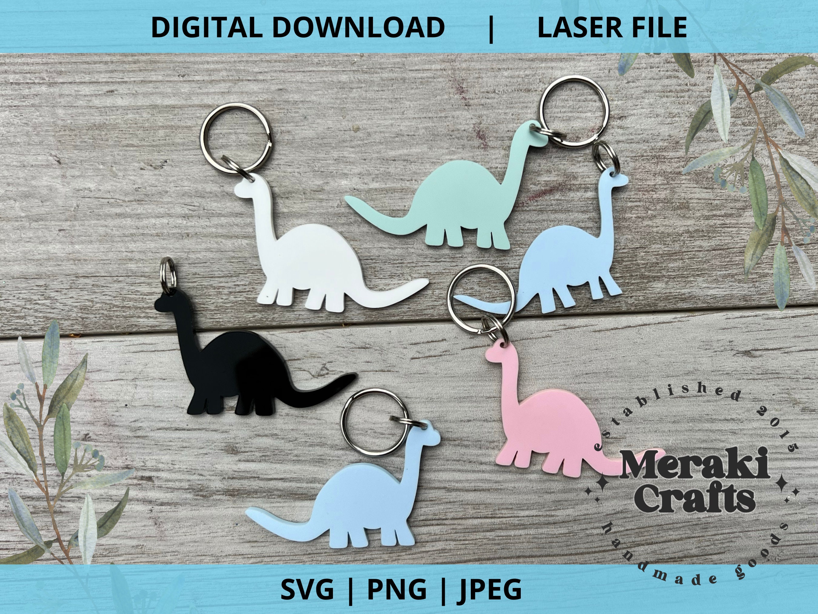 Long Neck Dinosaur Keychain Glowforge Laser SVG Digital File - Etsy