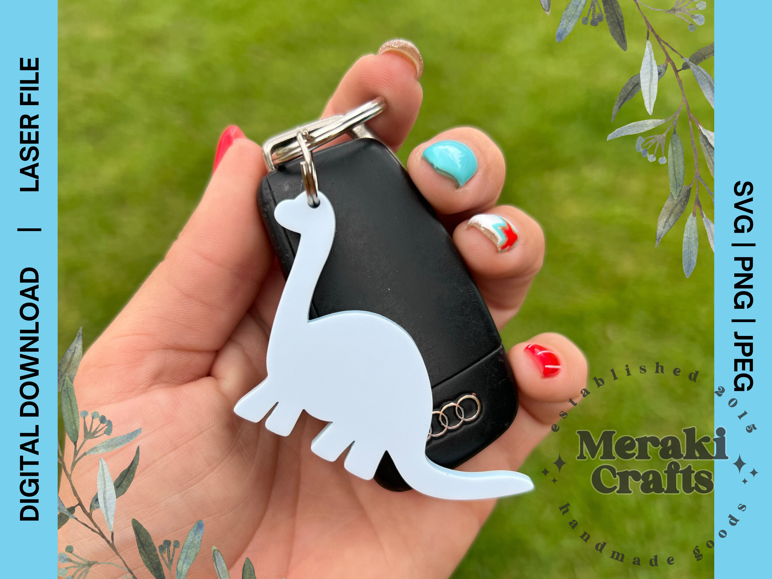 Long Neck Dinosaur Keychain Glowforge Laser SVG Digital File - Etsy