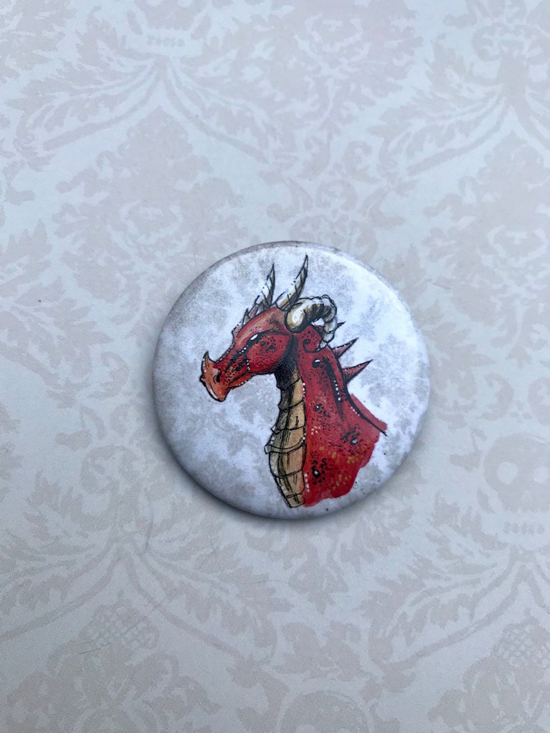 Red Dragon Head Pin Badge - Etsy