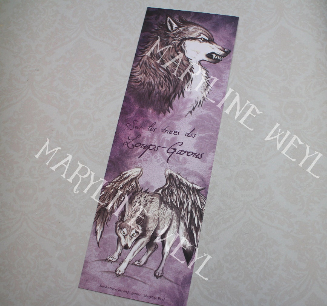 Bookmark Werewolf Winged Purple Wolf - Etsy