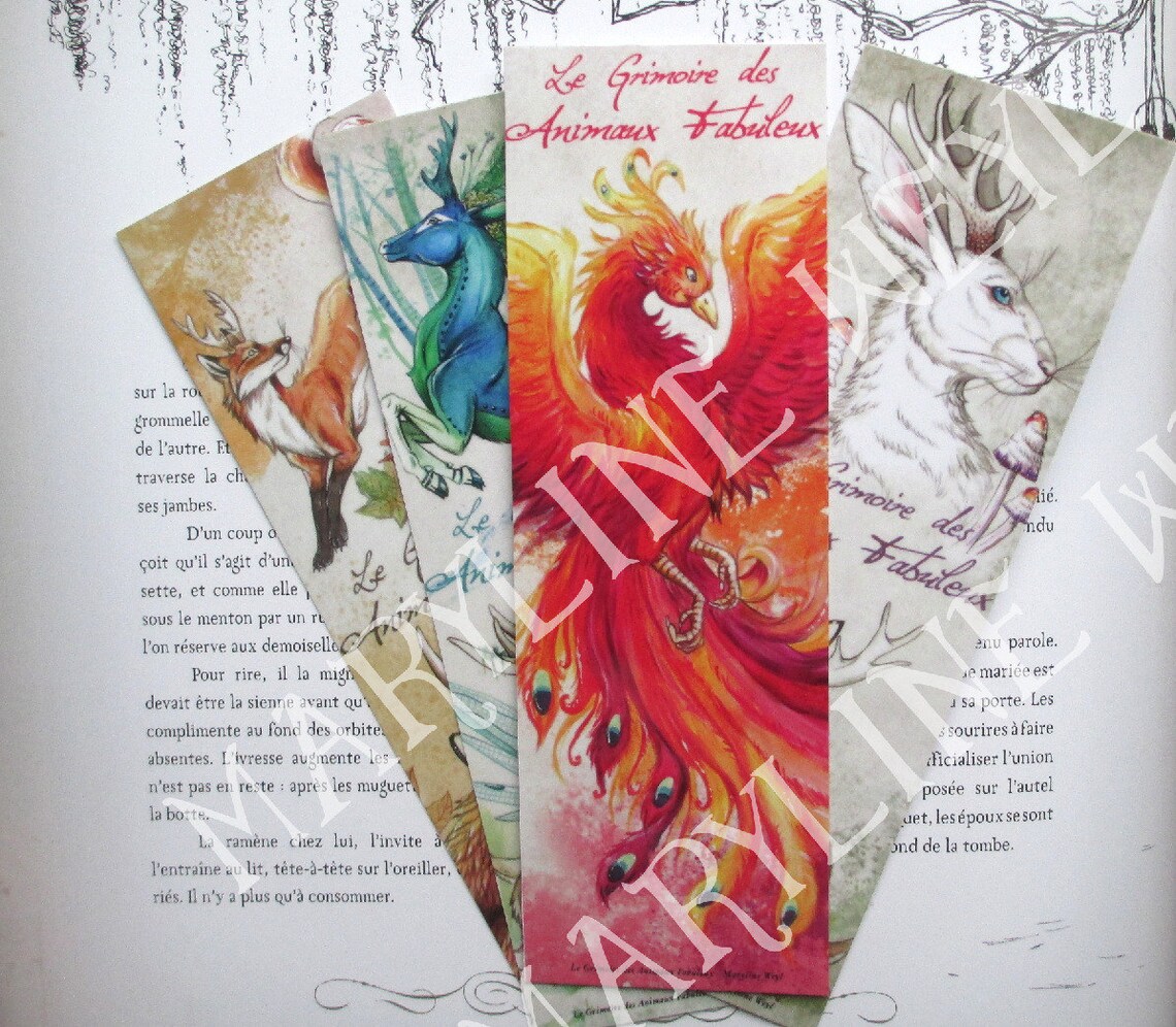 Lot de 4 marque-pages animaux fabuleux - Etsy France