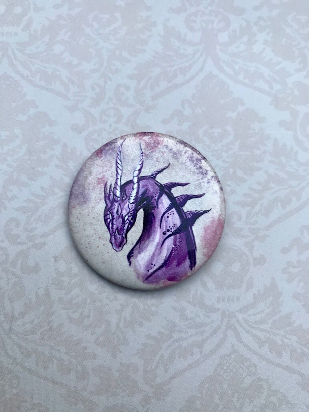 Purple Dragon Head Pin Badge - Etsy