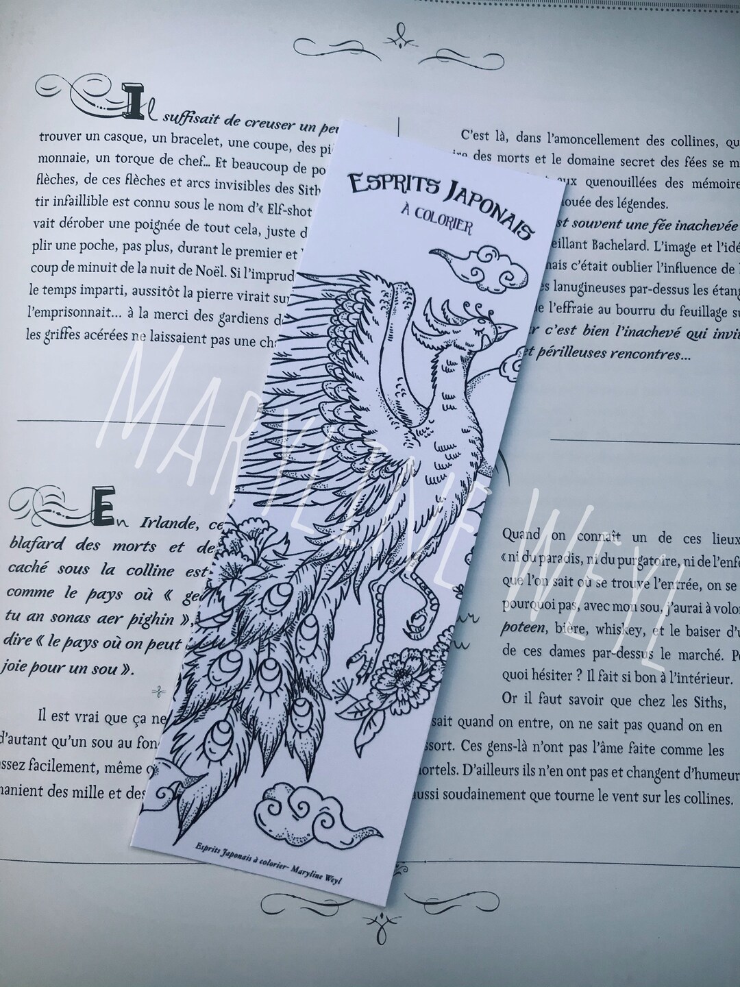 Coloring Page Phoenix Bird Coloring Bookmark - Etsy