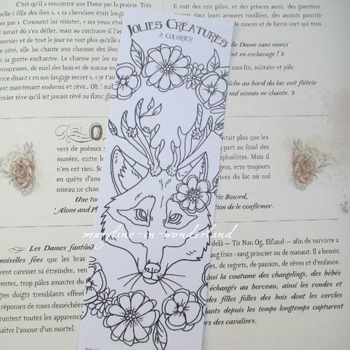 Cute Animal Bookmarks PDF Coloring Page Fox Hedgehog | Etsy