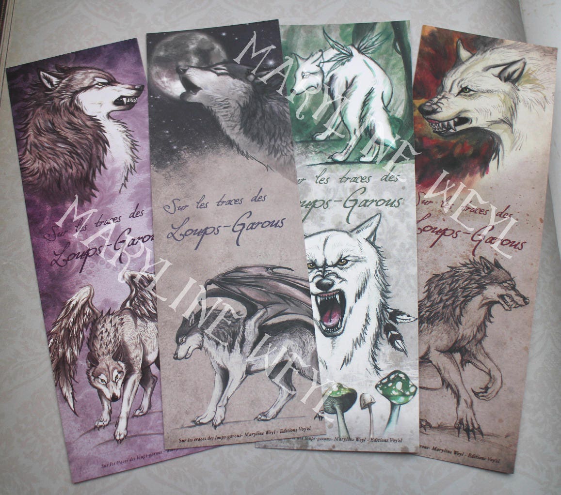 Set of 4 Bookmarks Werewolves * Wolf, Werewolf - Etsy
