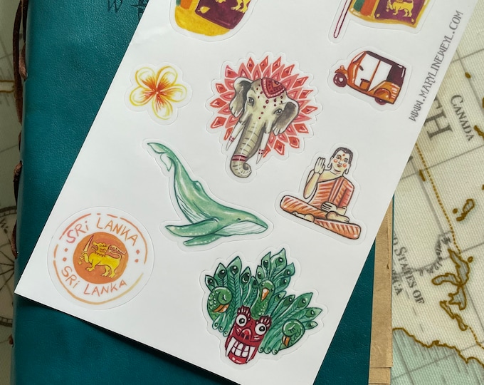 A5 Sticker Sheet Sri Lanka Landmarks Vinyl Stickers - Country City Map ...