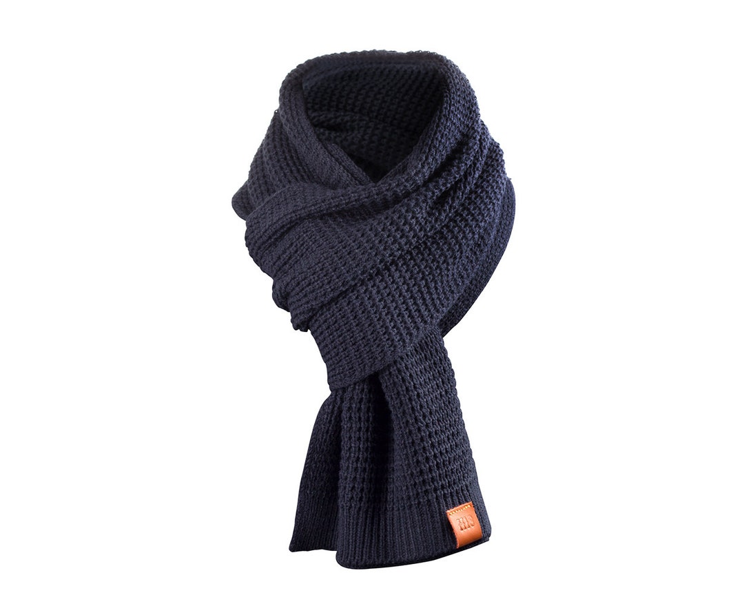 Rough Scarf Scarf, Knitted Scarf, Long Scarf With Real Leather ...
