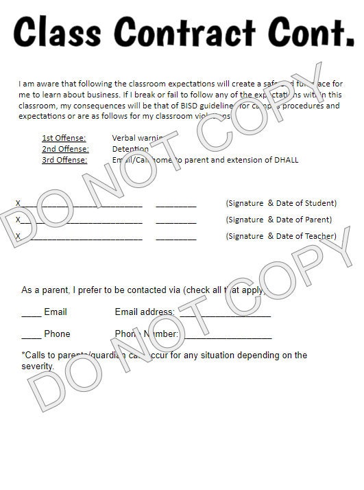 High School Business Class Contract- Teacher Materials- CTE Class ...