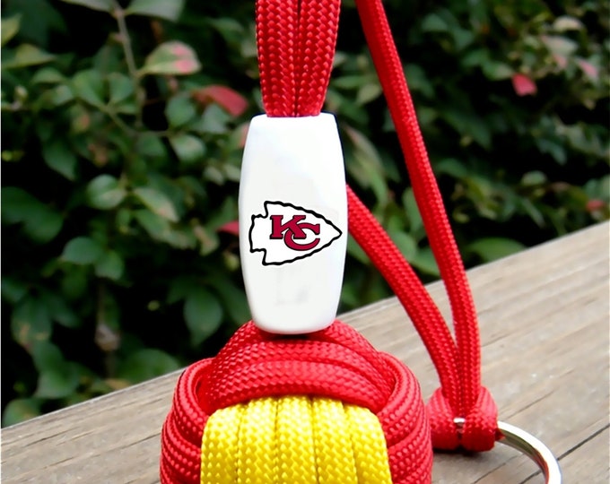 NFL Team Paracord Monkey Fist Keychain, Paracord Keychain, Chiefs ...
