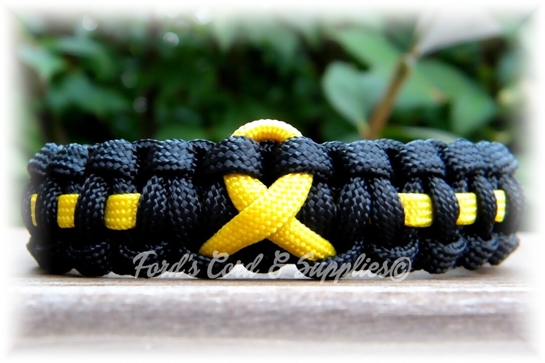 Yellow Awareness Ribbon Bracelet, Paracord Bracelet, Survival Bracelet ...
