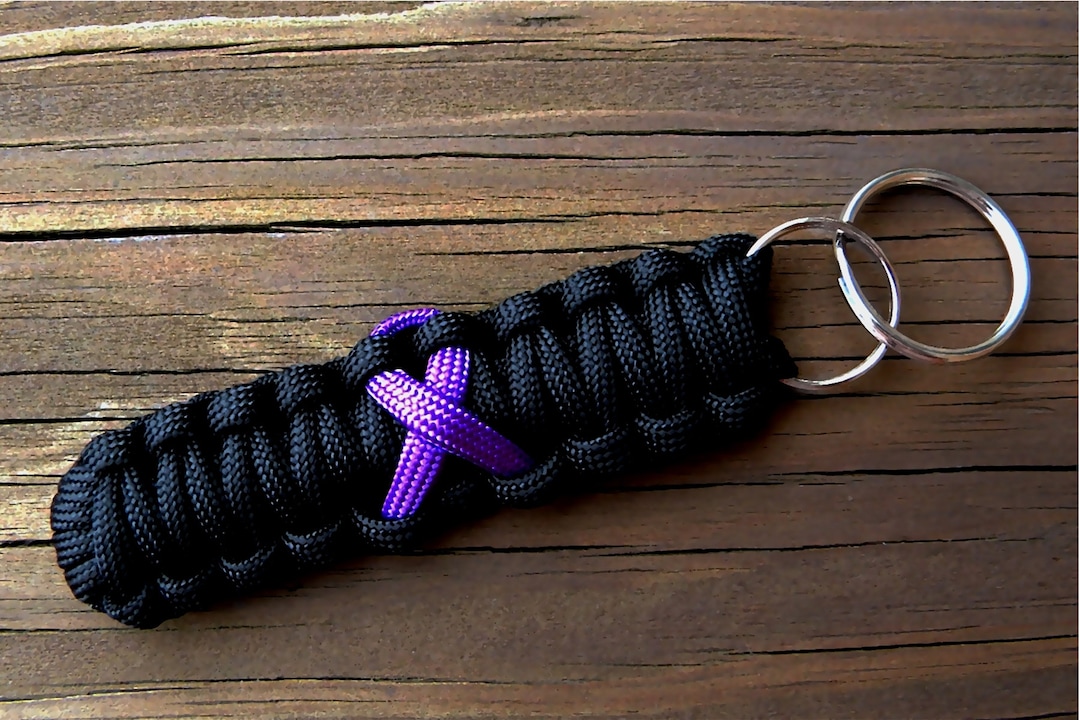 Purple Awareness Ribbon Key Fob, Paracord Keychain, Accessories ...