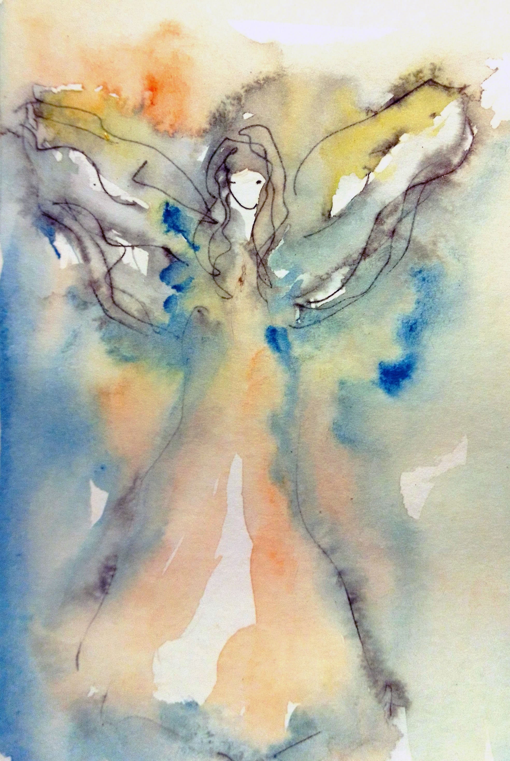 Abstract Angel Painting Mini Original Watercolor Guardian Angel ...