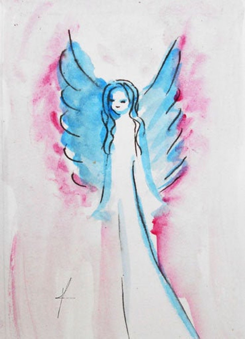 Blue Angel Painting Download, Watercolor Angel, Spiritual Art ...
