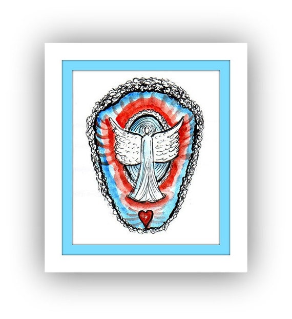 Angel Ink Drawing Art Print Birthday Gift Idea Her for Him | Etsy