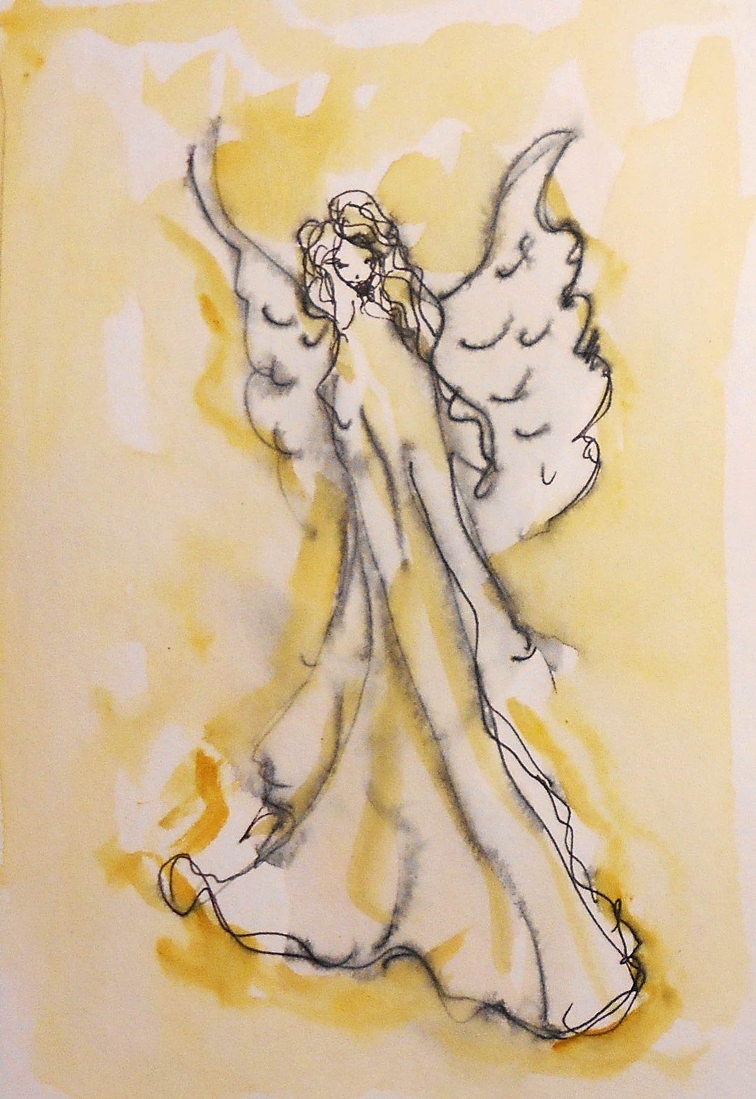 Watercolor Angel Painting, Painting on Paper, Original Artwork ...