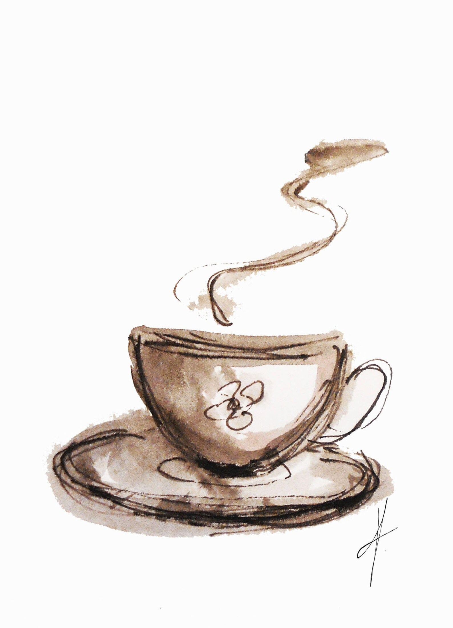 Coffee Cup Illustration Instant Download Printable Modern Tea Cup ...