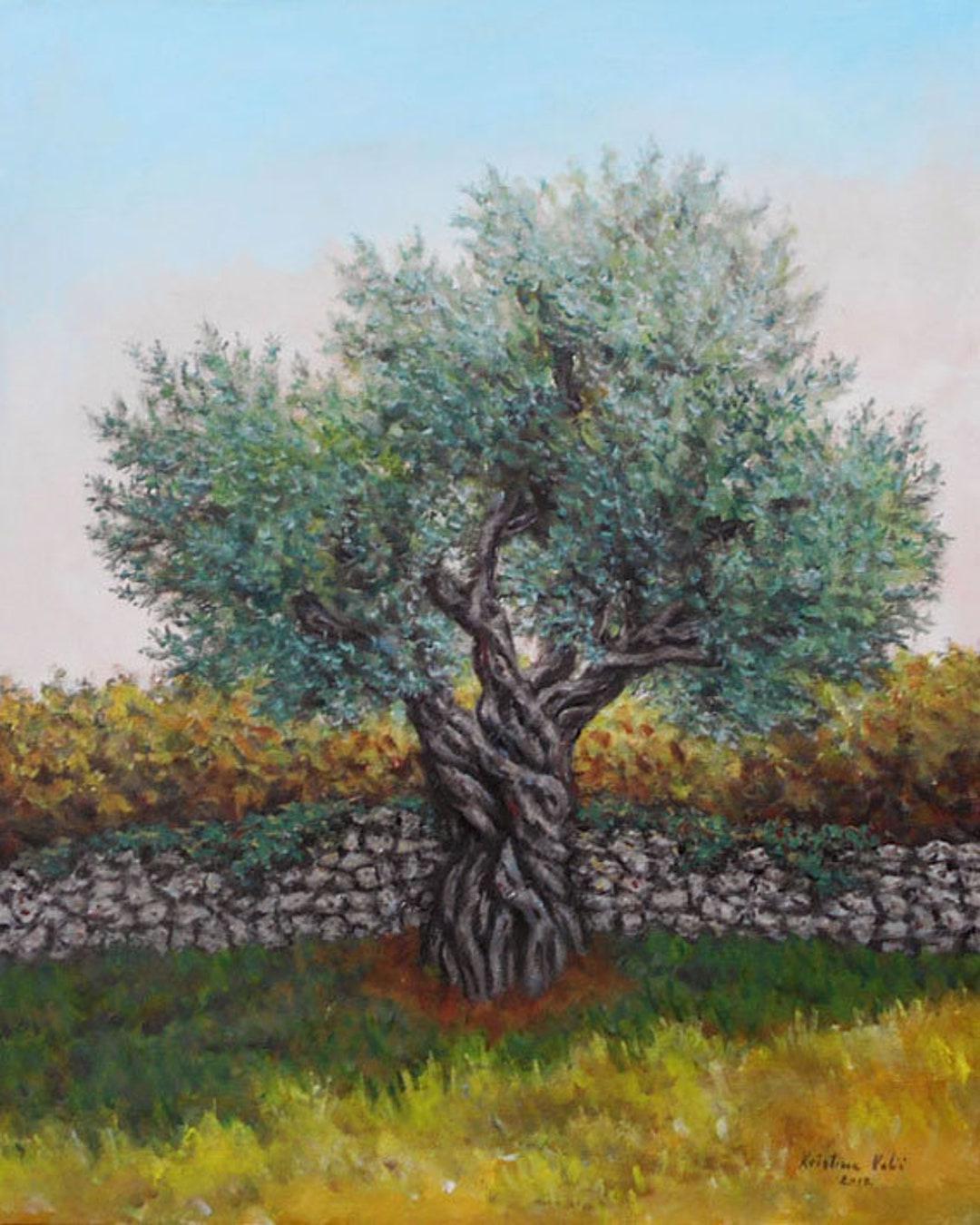 Olive Tree Painting Print, Landscape Painting Print, Trees Acrylic ...