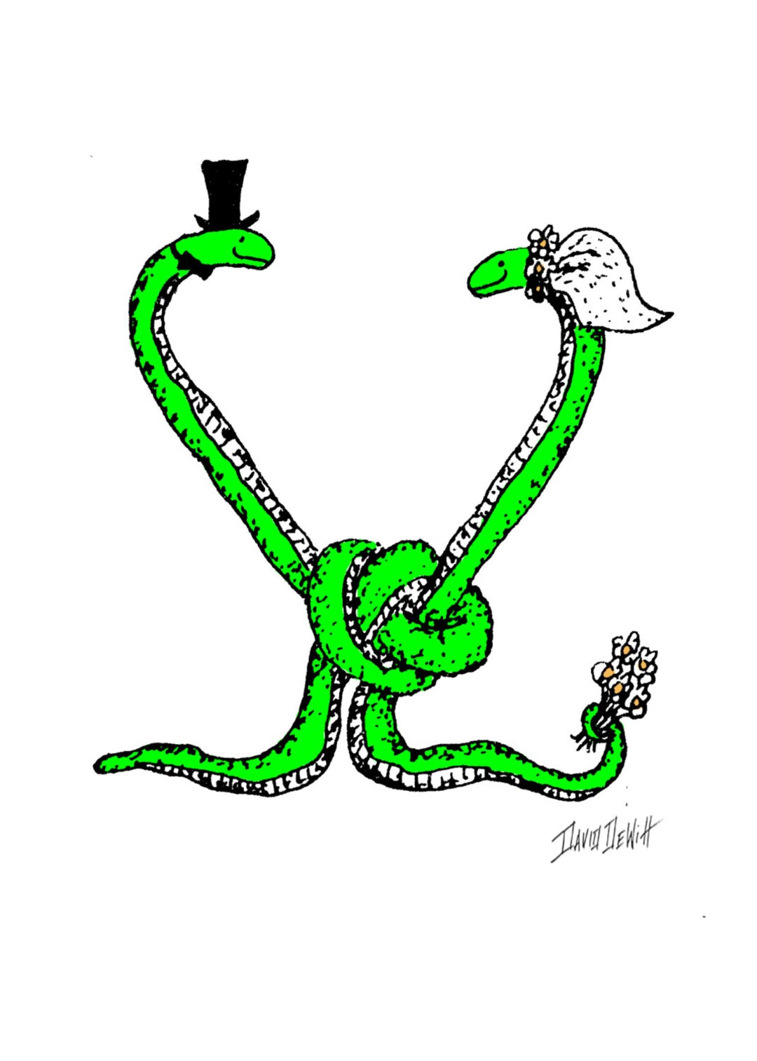 PRINTABLE Wedding Card (snake Wedding), 5" X 7", Original Illustration ...
