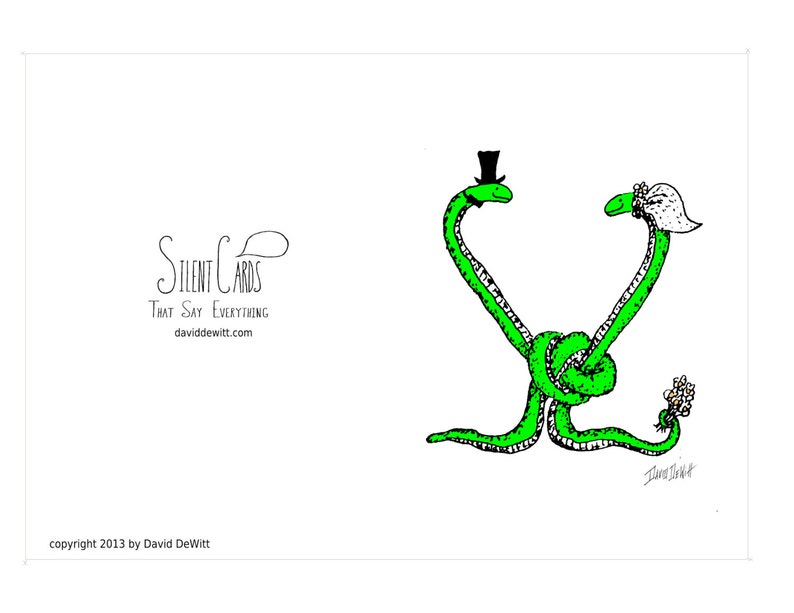 PRINTABLE Wedding Card (snake Wedding), 5" X 7", Original Illustration ...