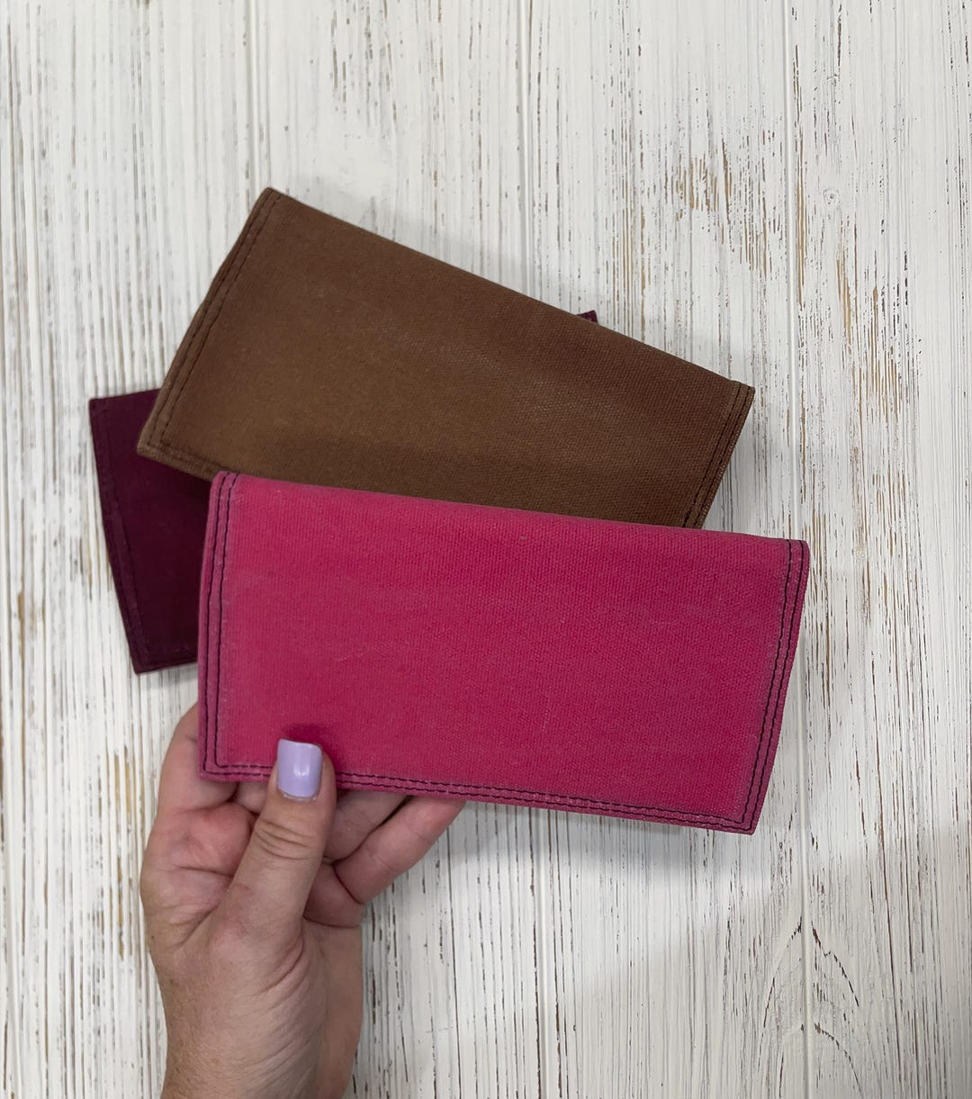 Waxed Canvas Checkbook Cover, Checkbook Register Holder, Bifold ...