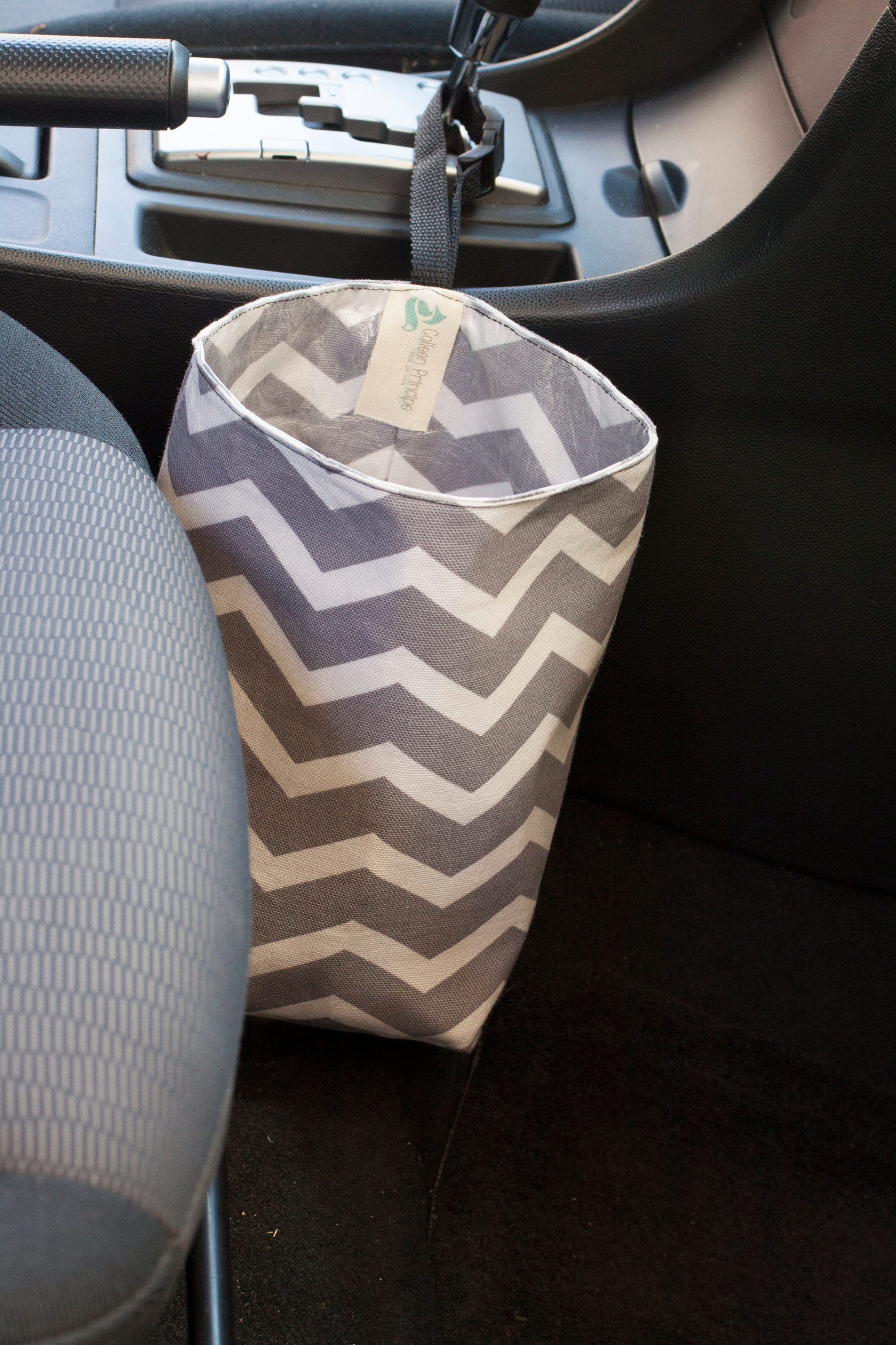 Gray Chevron Car Trash Bag, washable, Wastebasket, garbage bin, Car ...