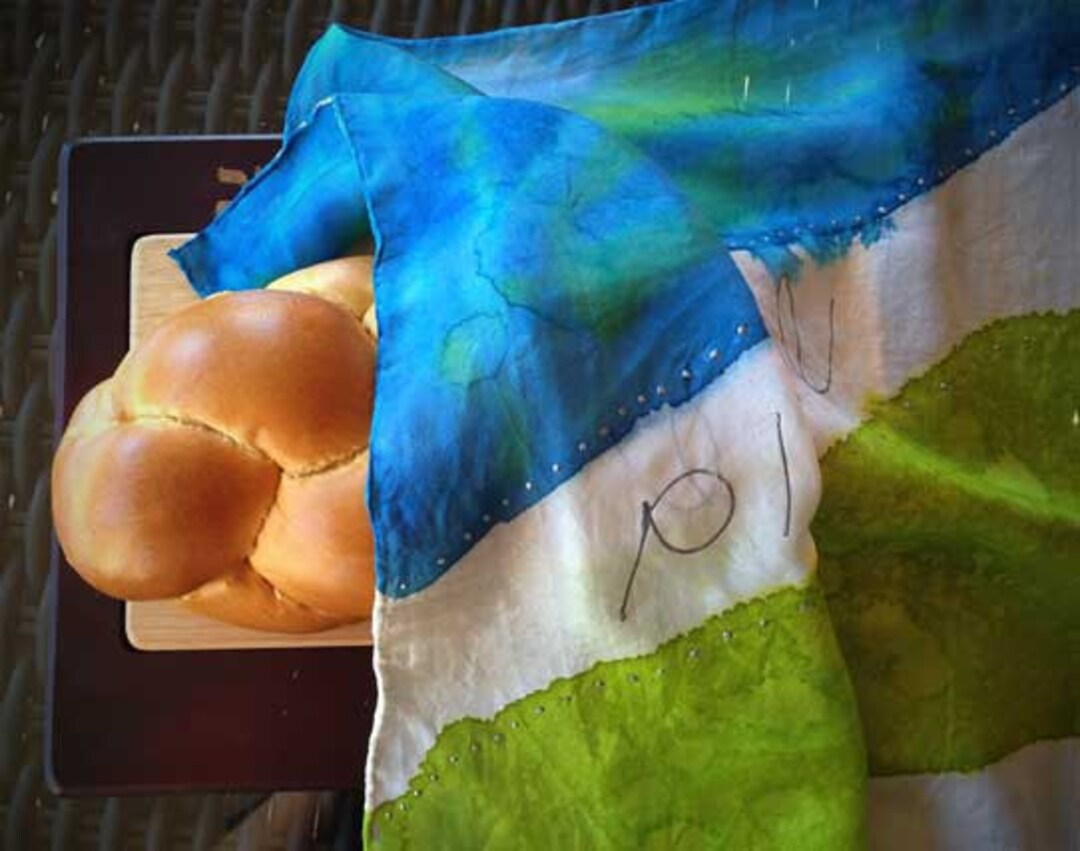 Abstract Hand-painted Silk Challah Cover (bread Cover): "meadow Dance ...
