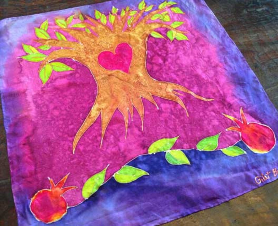 Nature Lovers Silk Scarf, Woodland Theme, Purple and Magenta Tree of ...