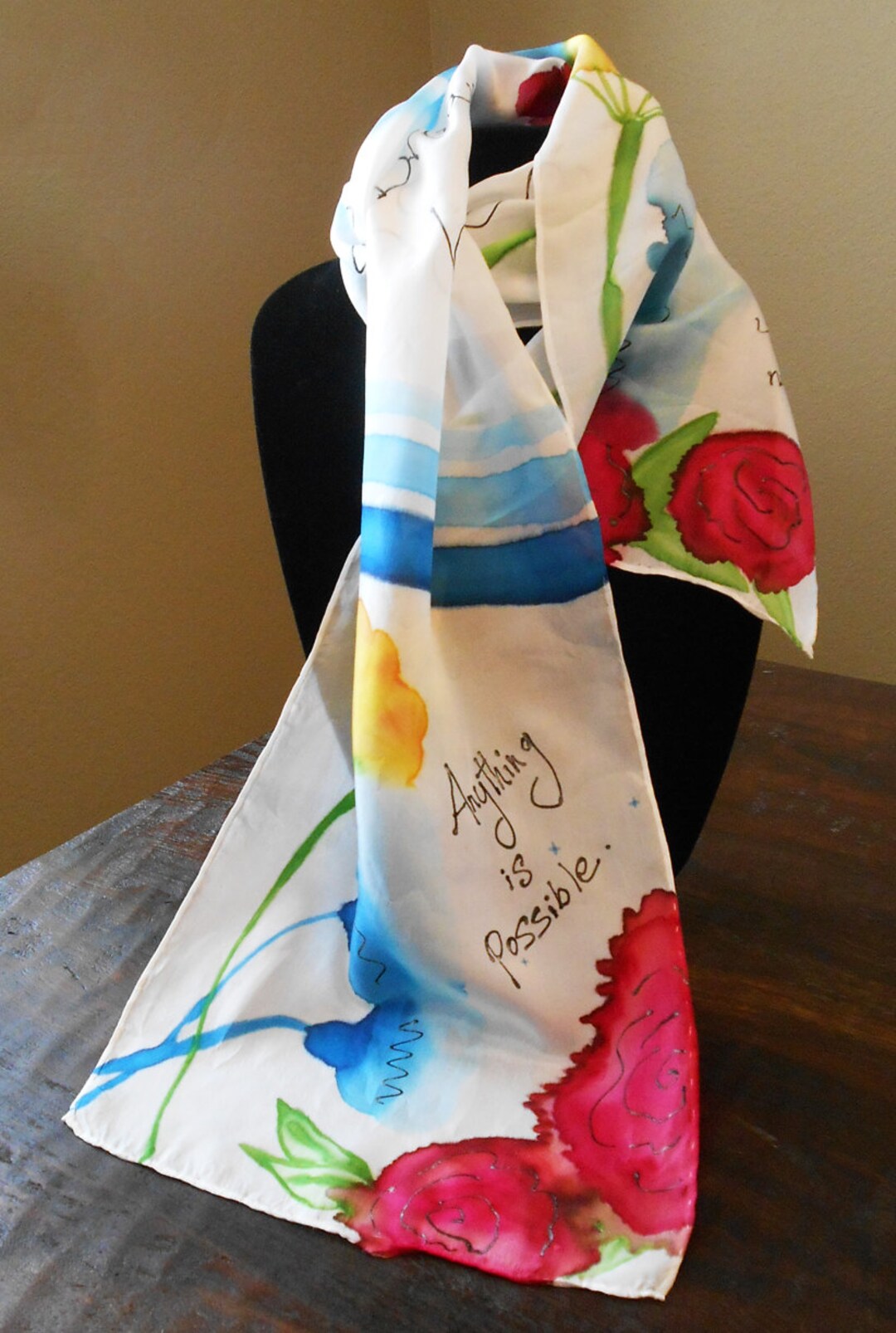 Hand-painted Silk Scarf: Inspirational Quotes With Wildflowers ...