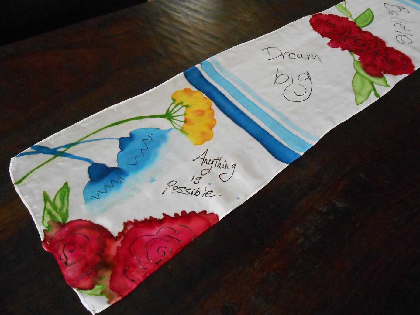 Hand-painted Silk Scarf: Inspirational Quotes With Wildflowers ...