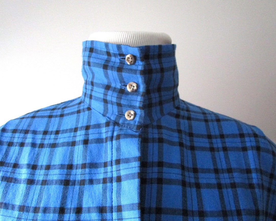 Nantucket Flannel Shirt Dress Preppy 80s Plaid Cotton Poly Blend Black ...