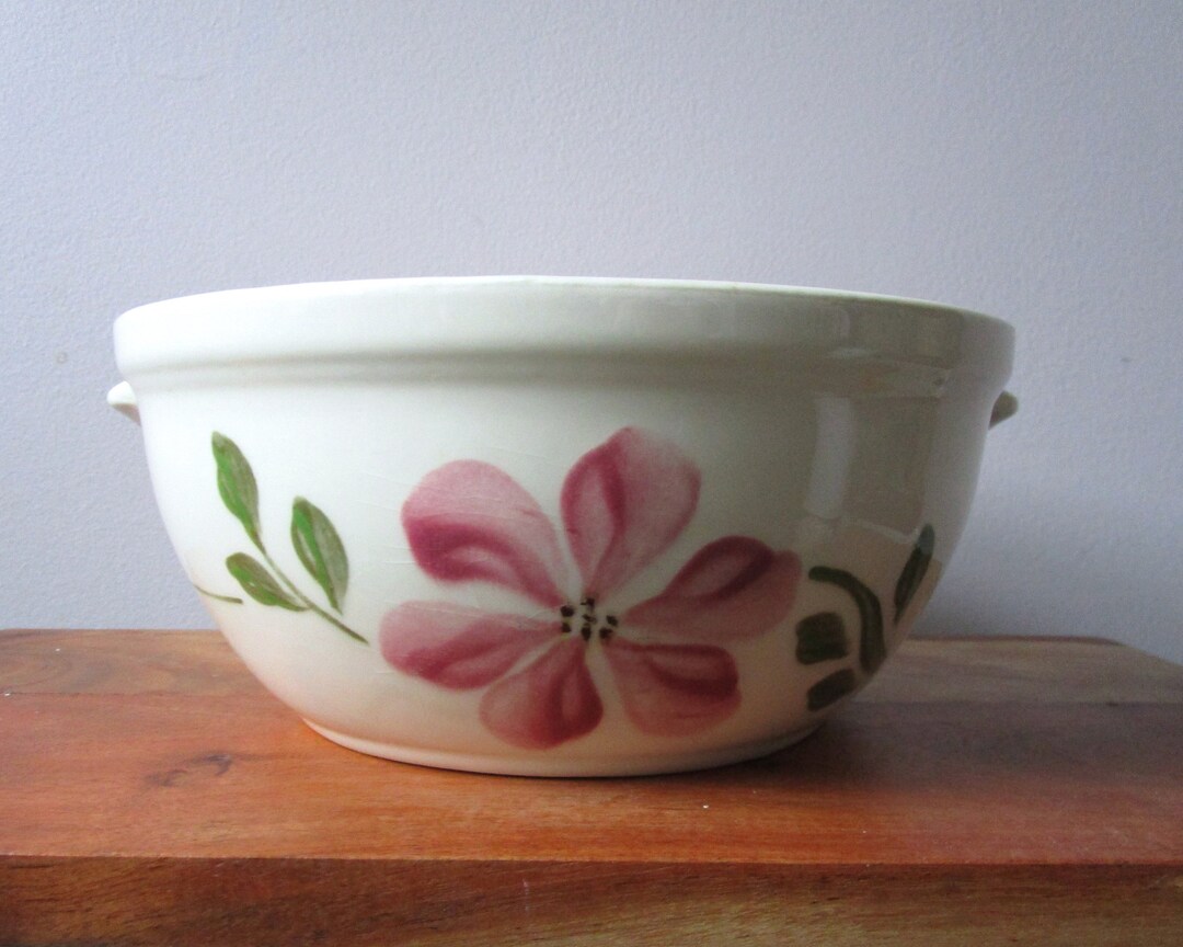 Hull Pottery 1949 Blossom Mixing Bowl Large Beige Pink Vintage ...