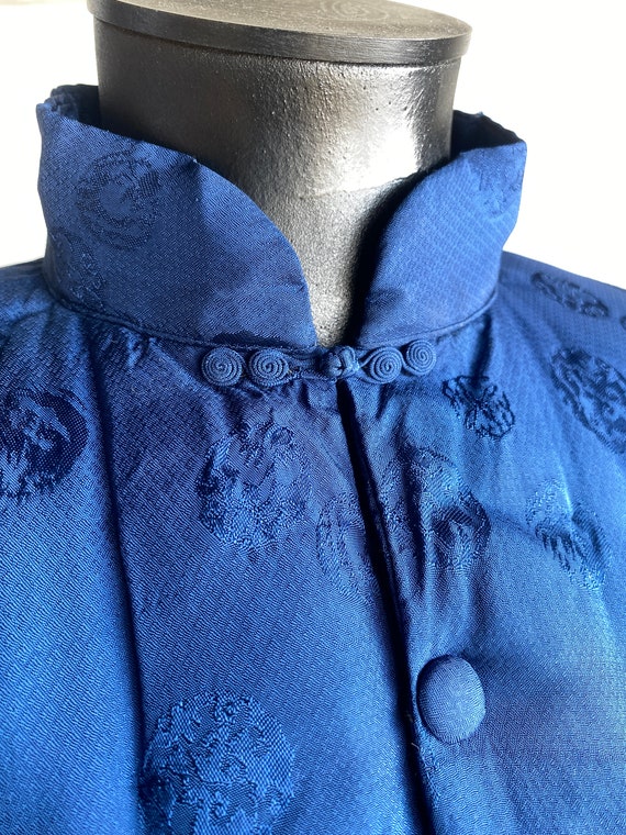 1960s/70s Blue Quilted Chinese Snap Button Puffer Jac… - Gem