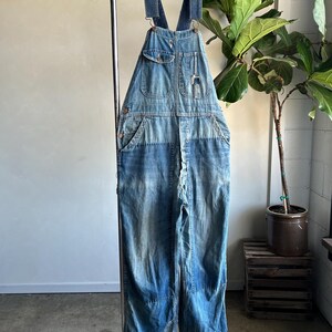 1940s Barco Patchwork Faded Farm Repaired Denim Crossback Overalls S-M ...